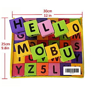 MOBU Foam Building Blocks for Toddlers,30 pcs Alphabet Blocks with Storage Bag,Learning Letter ABC, Numbers 0-9, Stacking Blocks for Kids