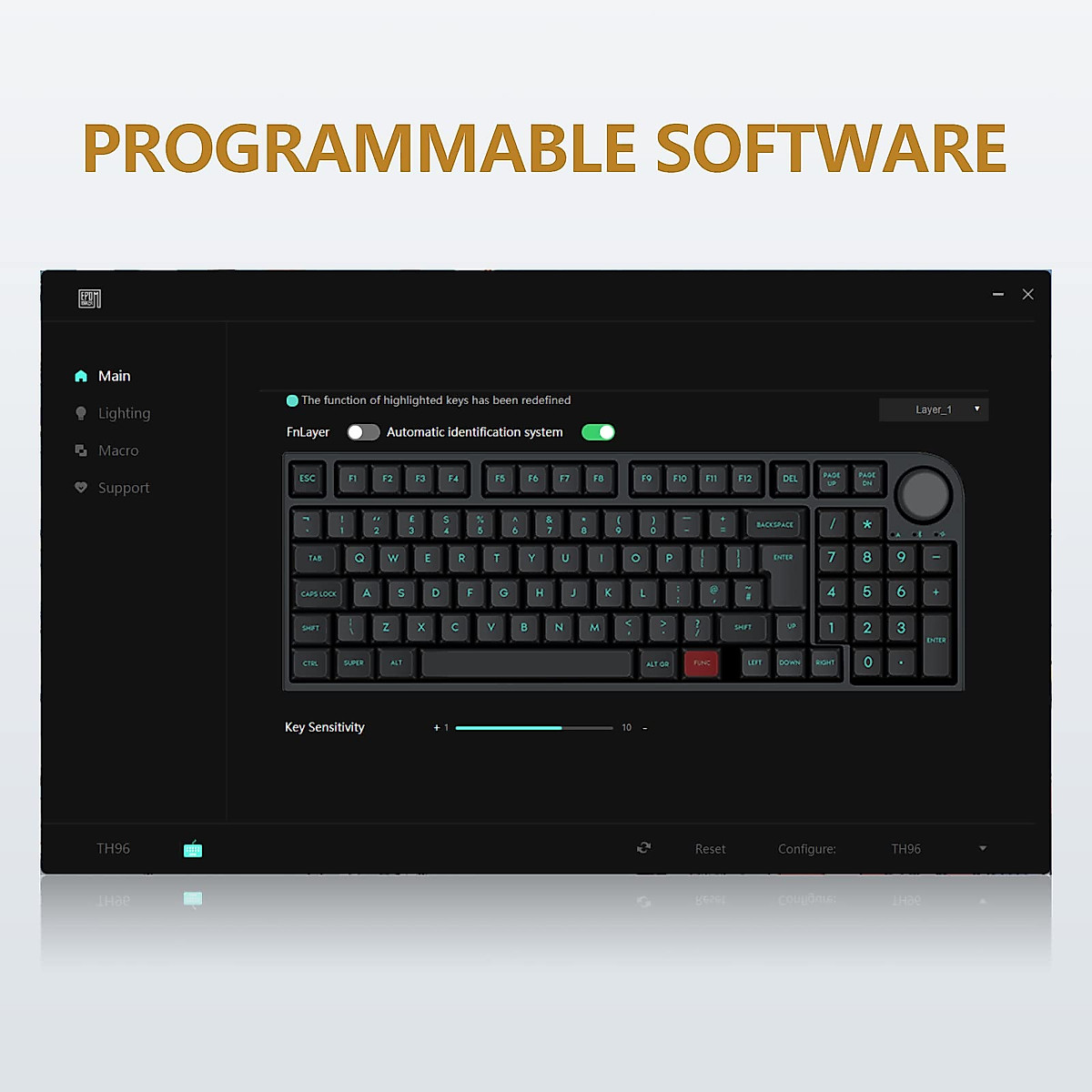 EPOMAKER TH96 96% Hot Swap RGB 2.4Ghz/Bluetooth 5.0/Wired Gasket Mounted Mechanical Keyboard with South-Facing RGB LEDs, 6000mAh Battery, Knob Control for Windows/Mac(Theory MDA, Flamingo)