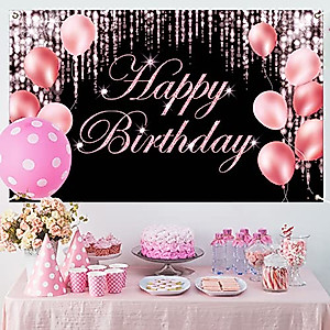Pink Happy Birthday Decoration Pink Birthday Banner Backdrop Large Happy Birthday Yard Sign Background It's My Birthday Backdrop Baby Shower Party Indoor Outdoor Decorations Supplies for Women Girls