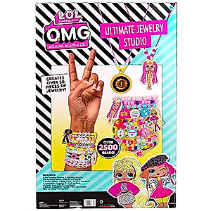 L.O.L. Surprise! O.M.G. Double Feature Ultimate Jewelry Studio, Over 2500 Beads, Create 50+ Pieces of Jewelry Doll Charms, Alphabet Beads & Stickers, Bead Kit for Kids Ages 6, 7, 8, 9