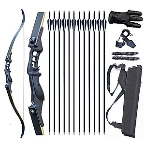 Vogbel Archery Recurve Bow and Arrows for Adults 52" Archery Set 30-50lb Takedown Bow Right Hand Metal Riser with Arrows Quiver for Hunting Shooting(40lb)