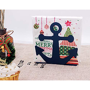 BetyHom Vintage Metal Nautical Anchor Napkin Holder (BLUE)