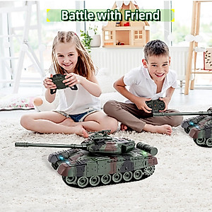 Glorryearst RC Tank 1:28 Scale 9 Channel Remote Control Toy with Realistic Sounds and Lights,Radio Control Military Battle Tanks Gifts for Kids and Adults