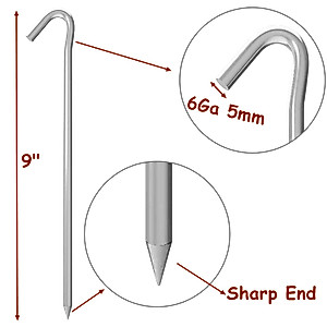 MySit 9" Tent Stakes Inflatable Stake 30 Pack, Heavy Duty Galvanized Metal Tent Pegs Garden Staples Ground Pins Camping Fence Hooks for Inflatables, Outdoor Garden Christmas Decorations, Trap