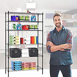 6 Shelf Wire Shelving Unit Heavy Duty Metal Storage Shelves NSF Wire Shelf Organizer Black