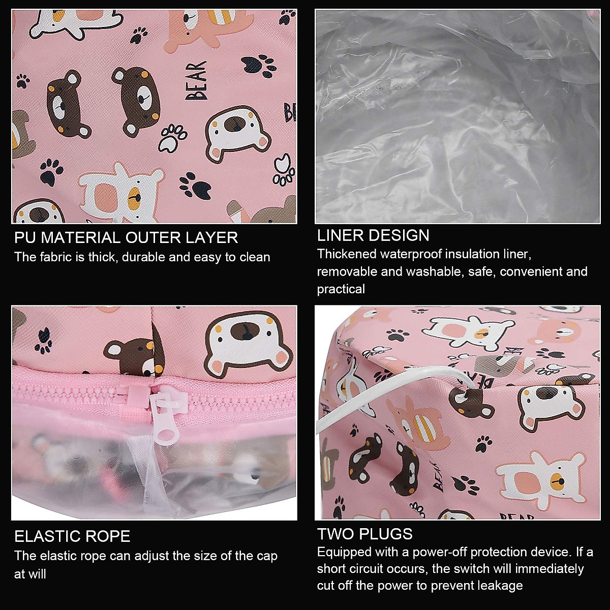 Hair Care Hat, Hair SPA Cap, Electric Hair Thermal For Hair Spa Home,Nourishing Care Hat with 3 Mode Temperature Control Hair Steamer Heating for Deep Conditioner Hair Spa(US)