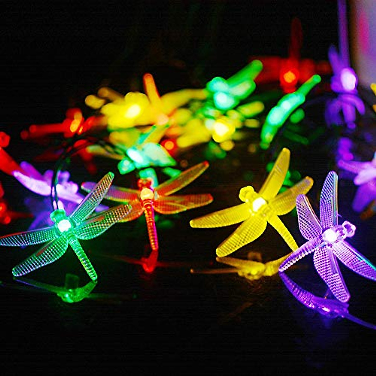 Venhoy String Lights Solar 30LEDdragonfly Shape Colored String Lights, Fairy String Lights, Star String Lights, Garden, Patio, Home, Wedding, Party, Christmas