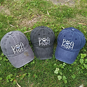 Waldeal Dog Mom Ponytail Hat, Gifts for Dog Lovers, Adjustable Embroidered Messy Bun Ponycap Navy