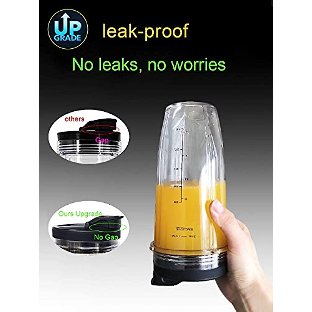 Replacement 24oz Nutri Ninja Blender Cup with Sip & Seal Lid For BL450 BL454 BL456 BL480 BL482 BL640 BL642 BL682 BN751 BN801 Foodi SS101 SS351 SS401 Ninja Blender Auto IQ Blade, 2-Pack