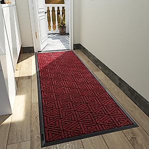 Yimobra Front Door Mat Outside Entrance 72 x 24, Waterproof and Washable Outdoor Mat, Non Slip Rubber Backing, Heavy Duty Welcome Matt for Home Entry Floor Porch Garage Office, Low Profile, Mix Red