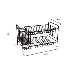 Creative Co-Op 2-Tier Metal Dish Rack with Utensil Compartment