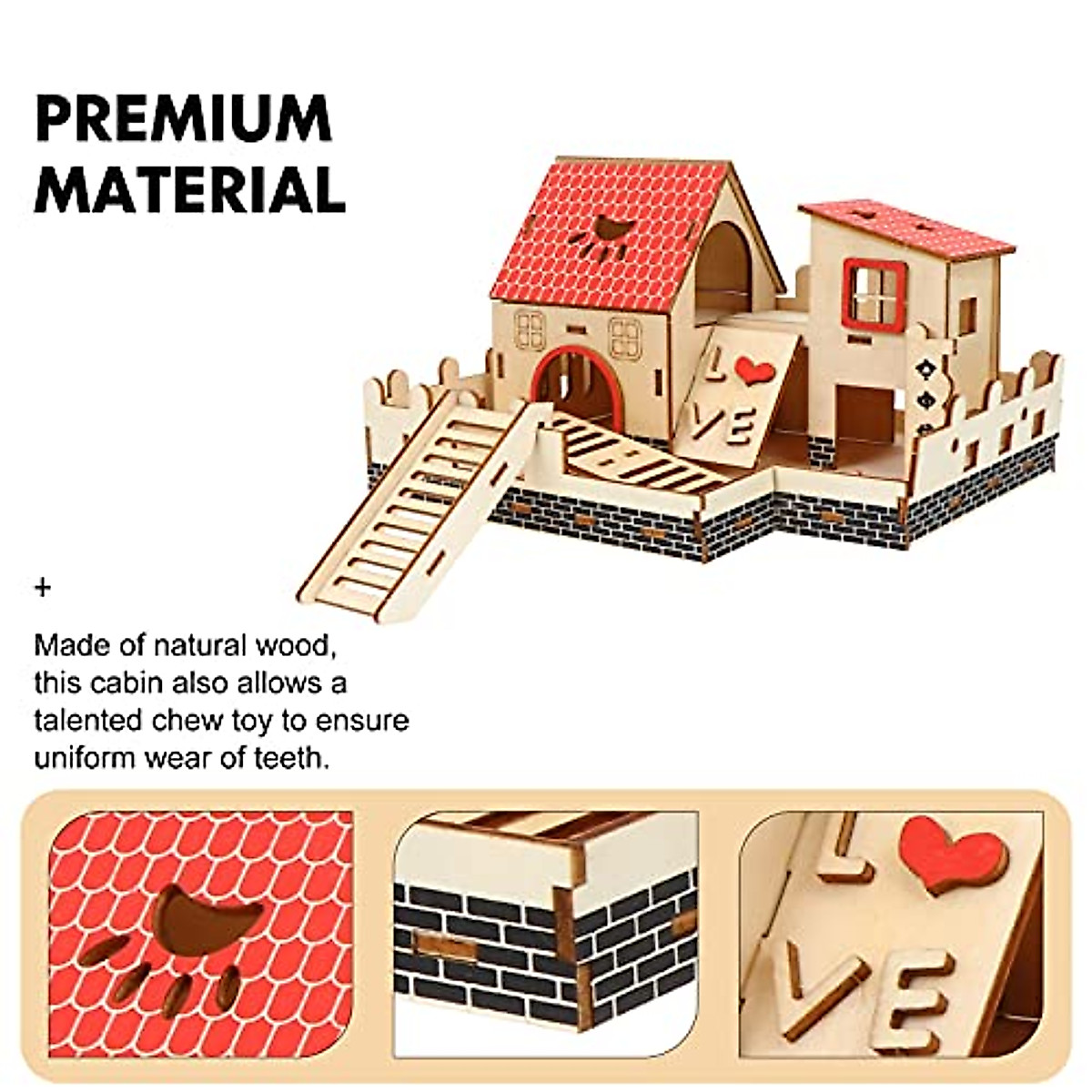 STOBOK 1Pc Wooden Hamster House with Ladders, Hamster Toys Hamster Hideout Hamster Maze Hamster Platform Gerbil Toys Hamster Cage Accessories for Small Animals