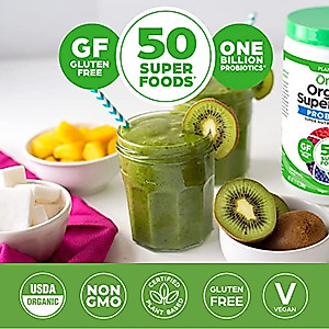 Orgain Organic Green Superfoods Powder, Original - Antioxidants, 1 Billion Probiotics, Vegan, Dairy Free, Gluten Free, Kosher, Non-GMO, 0.62 Pound (Packaging May Vary)