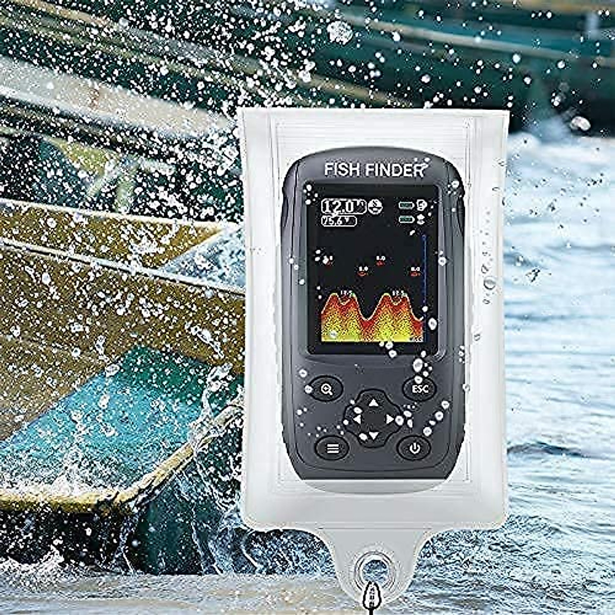 Venterior Portable Rechargeable Fish Finder Wireless Sonar Sensor Fishfinder with Water Resistant Bag Case
