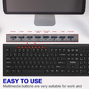 TNBIU Wireless Keyboard, 2.4G Ergonomic Wireless Computer Keyboard, Full Size PC Keyboard with Numeric Keypad for Laptop/Desktop/Surface/Chromebook/Notebook