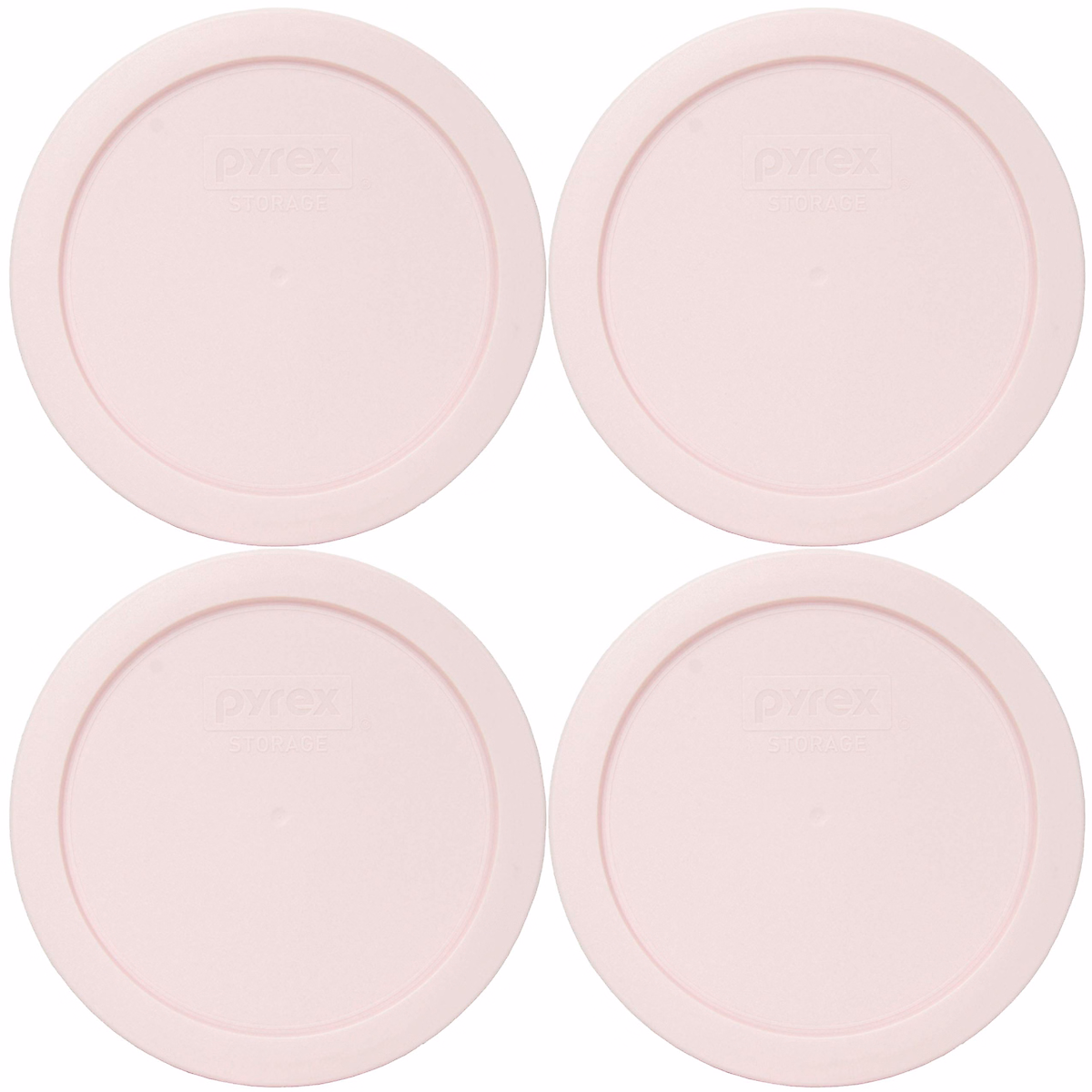 Pyrex 7201-PC Loring Pink Round Plastic Food Storage Replacement Lid, Made in USA - 4 Pack