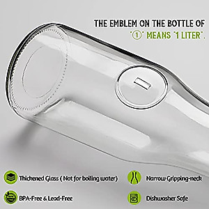 NETANY Set of 4 Glass Carafe with Lid, 1 Liter Beverage Serveware Carafe, Clear Glass Pitcher for Mimosa Bar, Brunch, Cold Water, Juice, Milk, Iced Tea, Lemonade