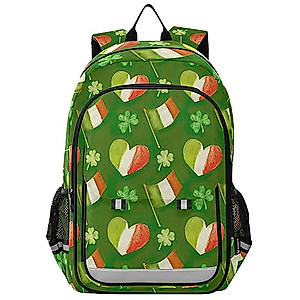 CHIFIGNO St. Patrick's Day Shamrock Ireland Flag Backpacks for Girls Boys Laptop Backpack School Backpacks College Backpacks with Reflective Stripes