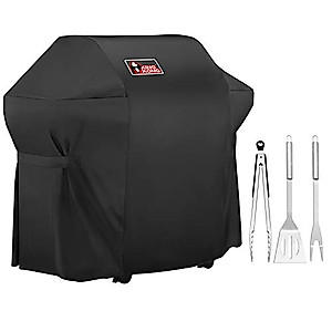 Kingkong 7106 Premium Heavy Duty Cover Spirit 200 and 300 Series, Weber Genesis Silver A/B Gas Grill Including Stainless Steel Meat Fork, Spatula and Tongs …
