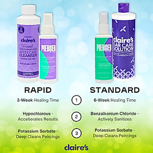 Claire’s 3-Week Rapid Piercing Aftercare Solution for New Piercings - Nose and Ear Piercing Cleaner Treatment, Piercing Bump Cleaning Wash - 8.5 Fl Oz