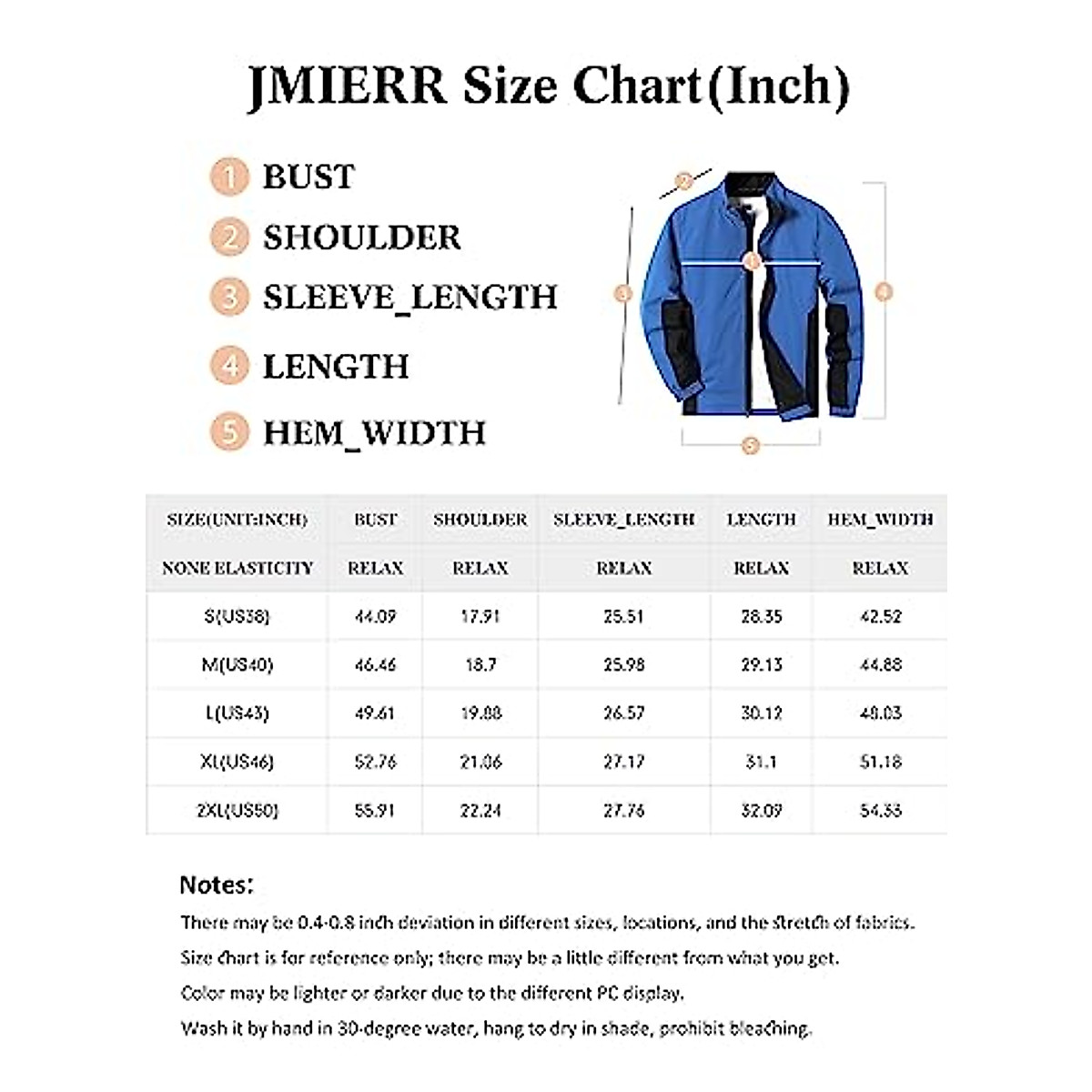 JMIERR Mens Lightweight Rain Jacket Casual Long Sleeve Active Windbreaker Golf Coats, US 46(XL) A Sky Blue