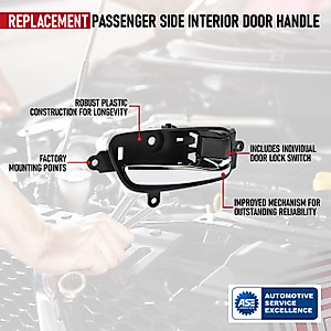 Interior Door Handle Passenger Side, Right - Front or Rear - Compatible with Nissan Altima 2013-2018, Armada 14-15, Murano 2015 - 2019, Pathfinder 2013-2019, Titan - Replaces 80670-3TA0D, 80670-3TA0A