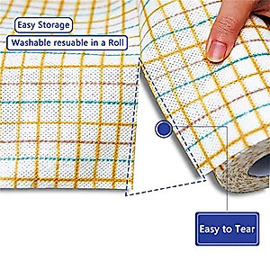 PandS Reusable Paper Towels - Plaid 40 Count - 1 Roll 10″×10″ Cleaning Wipes - Shop Towels - Strong Absorbent Quick Dry - Cleaning Supplies - Household Items