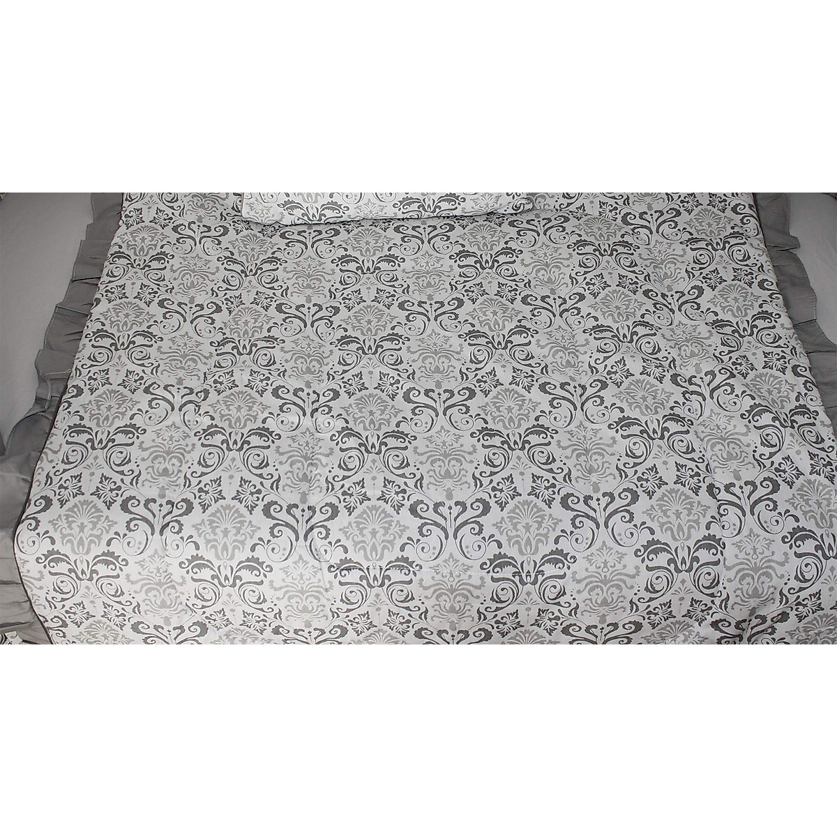 BabyFad Damask Grey 9 Piece Baby Crib Bedding Set