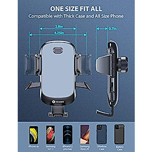 2022 Upgraded Auto Clamp Cell Phone Holder for Car, VICSEED Car Phone Holder Mount Ultra Stable Car Phone Mount Strong Grip Air Vent Phone Car Holder Case Friendly Fit for iPhone 12 and All Smartphone