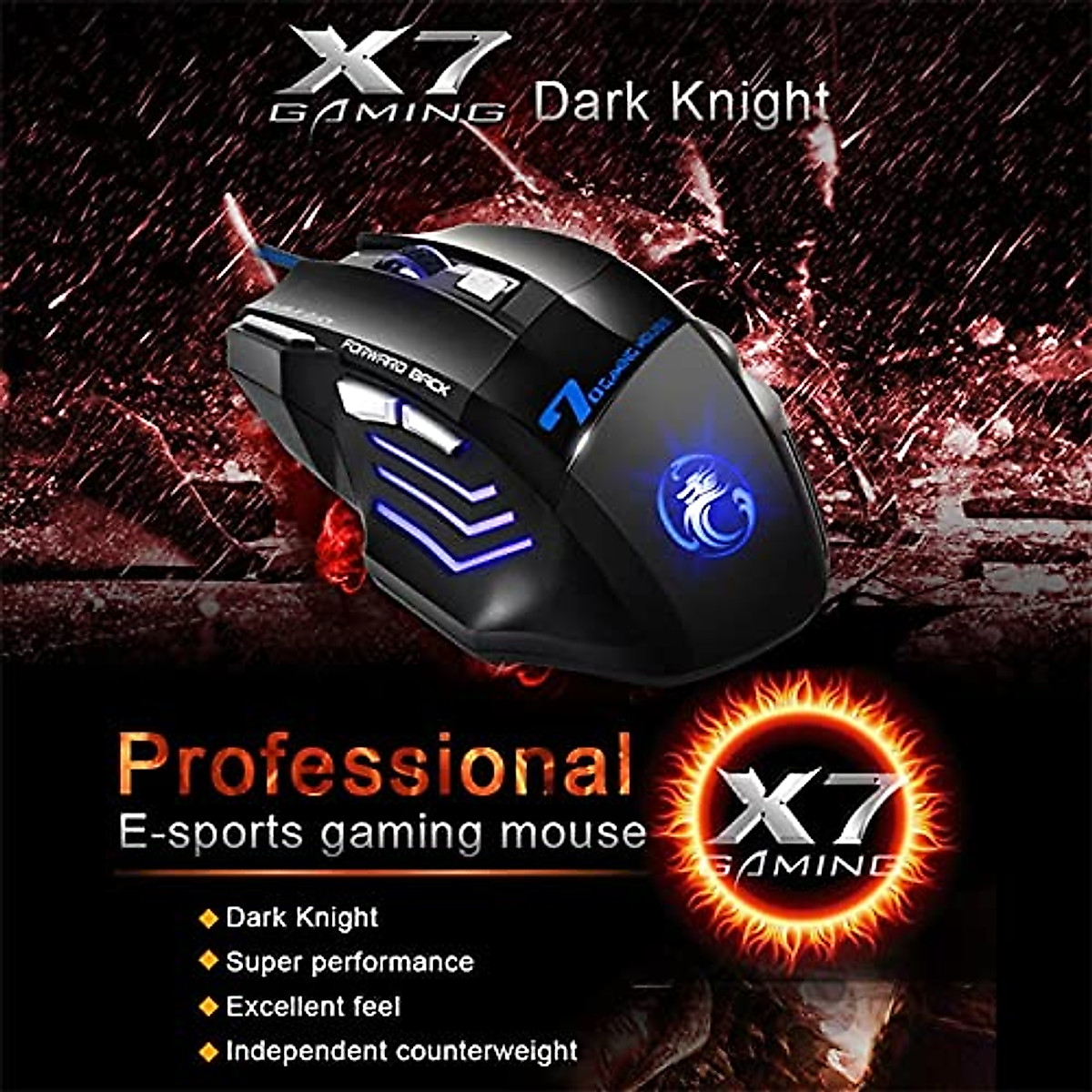 Ergonomic Mouse Wired Game Mice 5500 DPI Silent Gamer Mouse