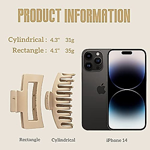 Zou.Rena Hair Claw Clips for Women Long Thick Hair 4.3 Inch, Large Hair Clips for Girls Non-Slip 8 Pieces Hold Hair Perfectly