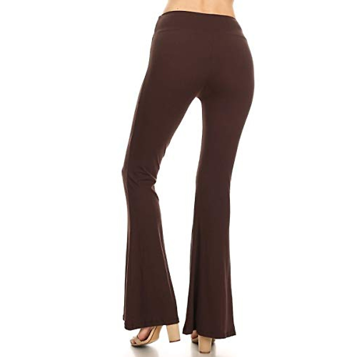 Leggings Depot Womens Flared Casual, Work, Lounge Palazzo Pants Brown - X-Large