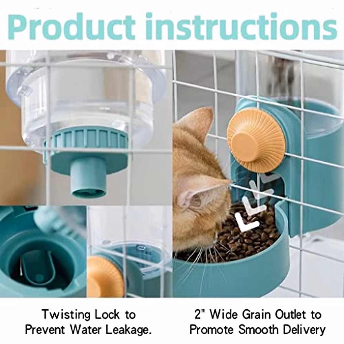 Aarpurt Hanging Automatic Dog Water Dispenser Feeder, Water Food Bowl for Cage Pet, Gravity Auto Feeder Waterer Set forSmall and Medium Pets