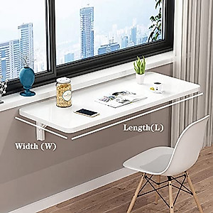 Wall Mounted Floating Desk, Fold Down Wall Mount Desk Fold Away Desk, Multifunctional Wall Mounted Computer Desk for Space Saving (Color : White, Size : L100xW60cm/L39xW24in)
