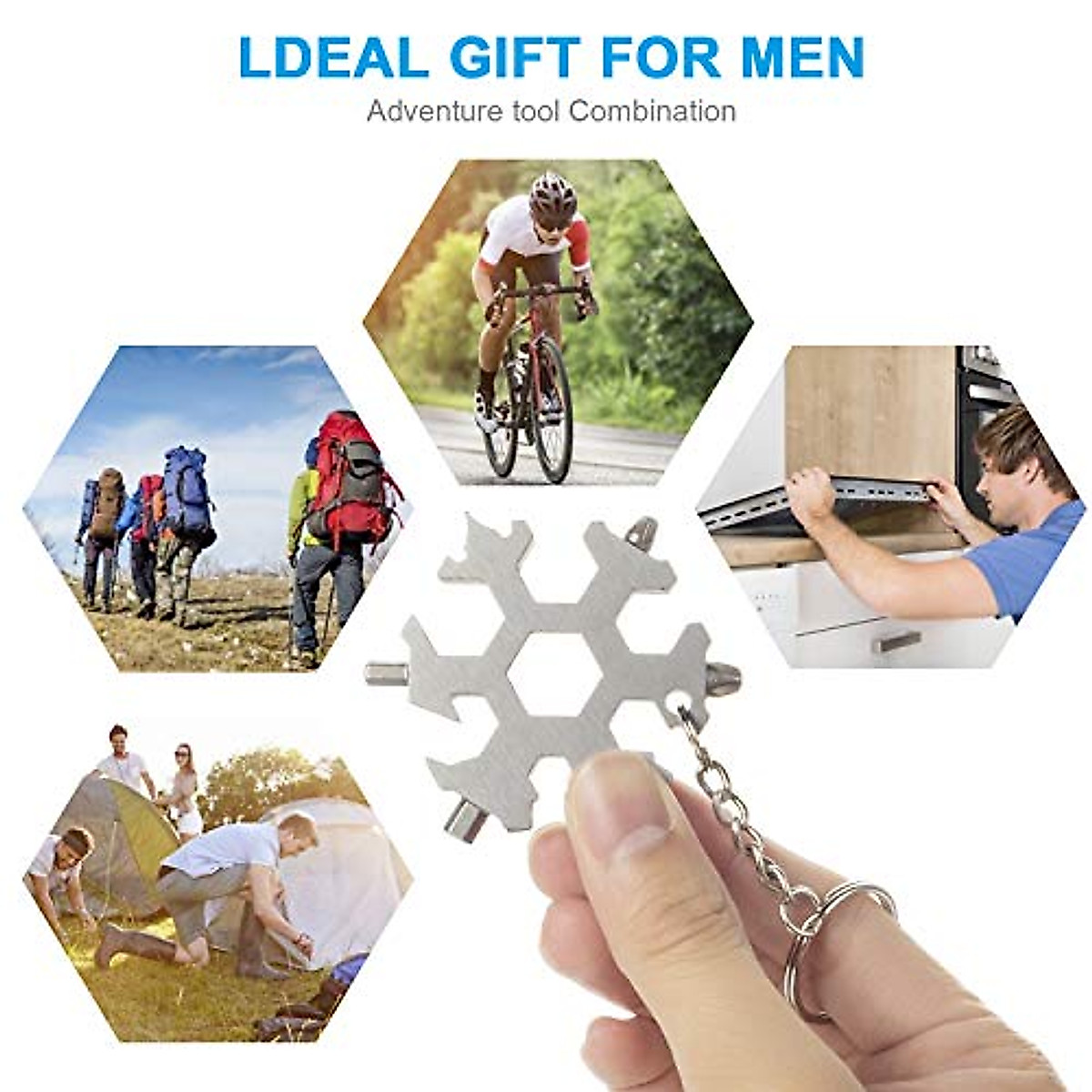 Snowflake Multi Tool 19-in-1 Stainless Steel Multitool Keychain Bottle Opener/Screwdriver/Portable Outdoor Travel Camping Multi Function Pocket MultiTool Gadgets for Men
