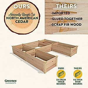 Greenes Fence Premium Cedar Raised Garden Bed, 8' x 8' x 16.5" U-Shaped Bed - Made in USA with North American Cedar