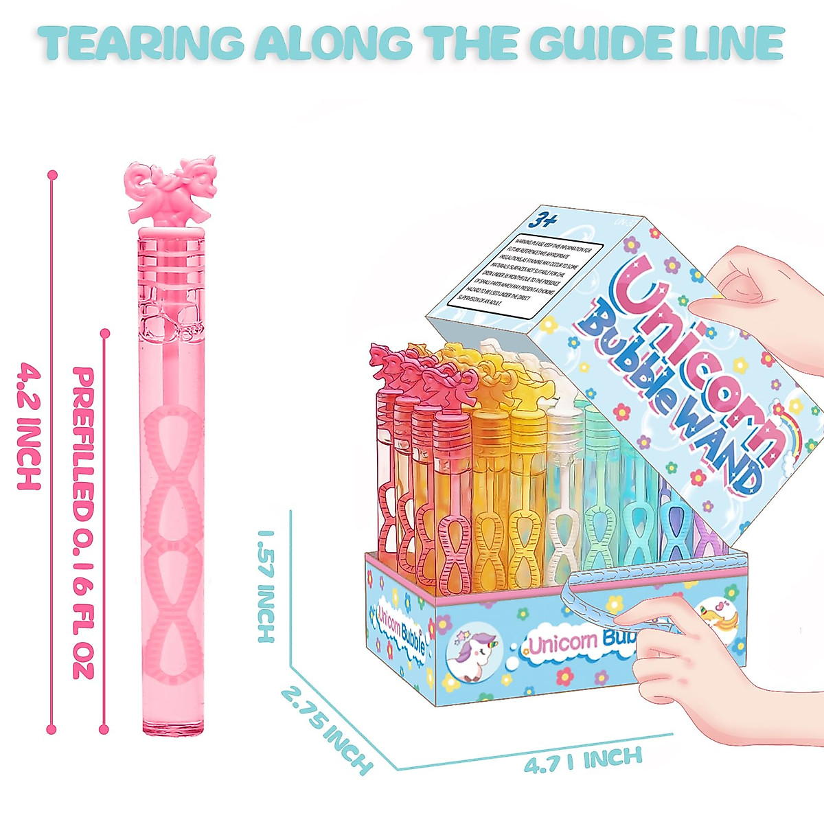 32 Piece Mini Unicorn Bubble Wand with Display Box, Pastel Unicorn Party Favors for Kid, Toddler Girl Birthday Parties Decoration, Goodie Bag Stuffers Supplies, Bubbles Gift Toy Bulk, Carnival Prizes