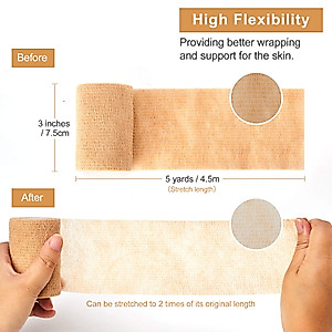 Self Adhesive Bandage Tape (3 Inches X 5 Yards), 8 Pack Elastic Cohesive Bandage Medical Wrap for First Aid, Sports, Wrist & Ankle