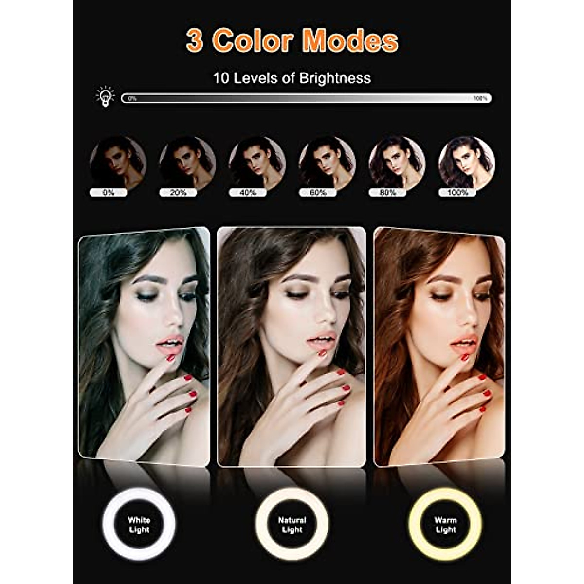 Selfie Ring Light with Stand and Phone Holder with Tripod Stand & Cell Phone Holder,Overhead Camera Phone Mount LED Halo Circle Lights Phone Stand for Video Recording/Live Stream/Vlog/YouTube/TikTok