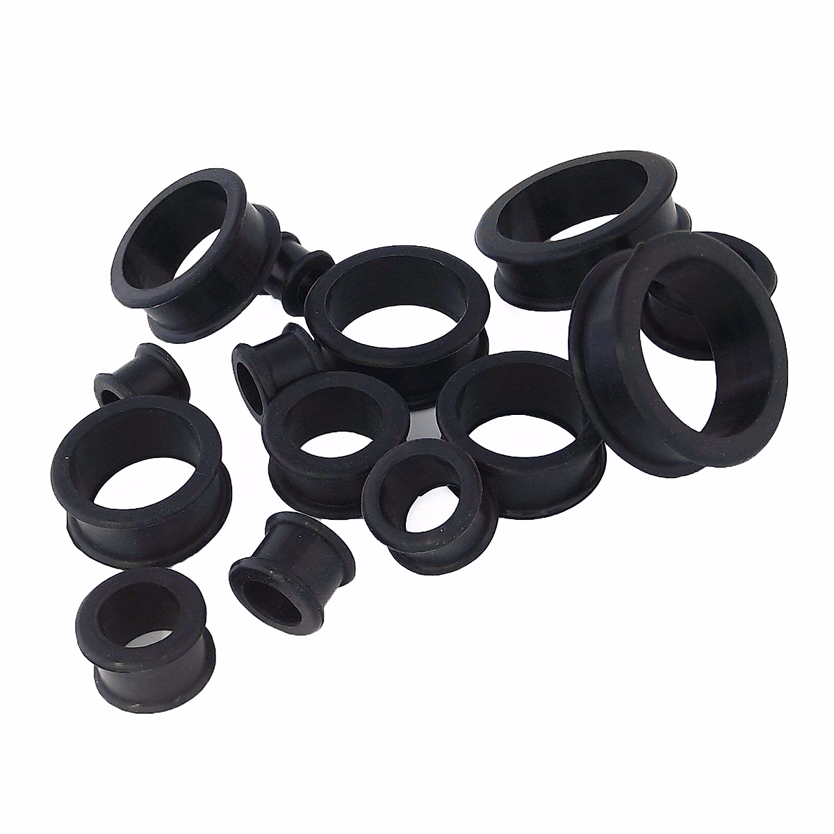 Pair 3/4" (19MM) BLACK SILICONE FLAT FLARE TUNNELS Double Flare Gauges Thin Soft Flexible Flesh Plugs (2pcs)