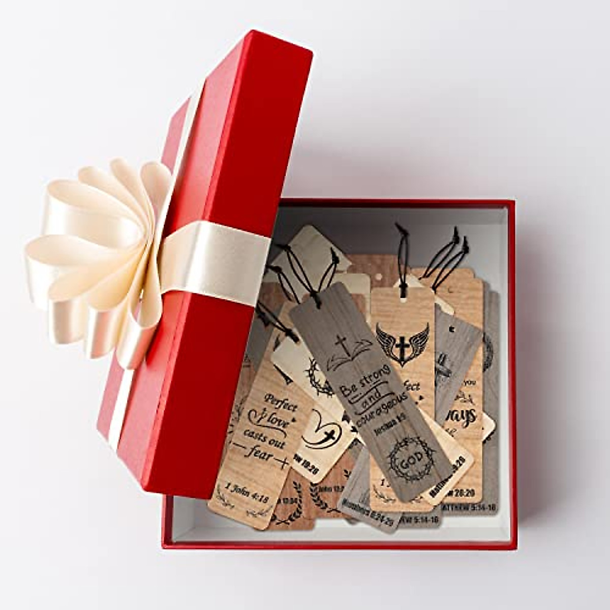 3sscha 24Pcs Christian Wooden Prayer Bookmarks with Inspirational Bible Verse Page Clip Religious Gifts for Women Man Book Lovers Home Sunday School Church Reading Supplies 5.5 x 1.5 Inches