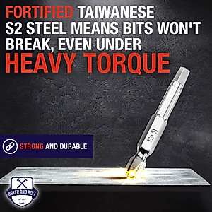 BAKER AND BOLT Robertson Square Drill Bit Set (PREMIUM Complete 12pc Set)/w Storage Case and Bit Holder -Hex Shank Magnetic Bit Set -THE GIFD COLLECTION -Fortified S2 Steel -Long 2in Heads for Drills