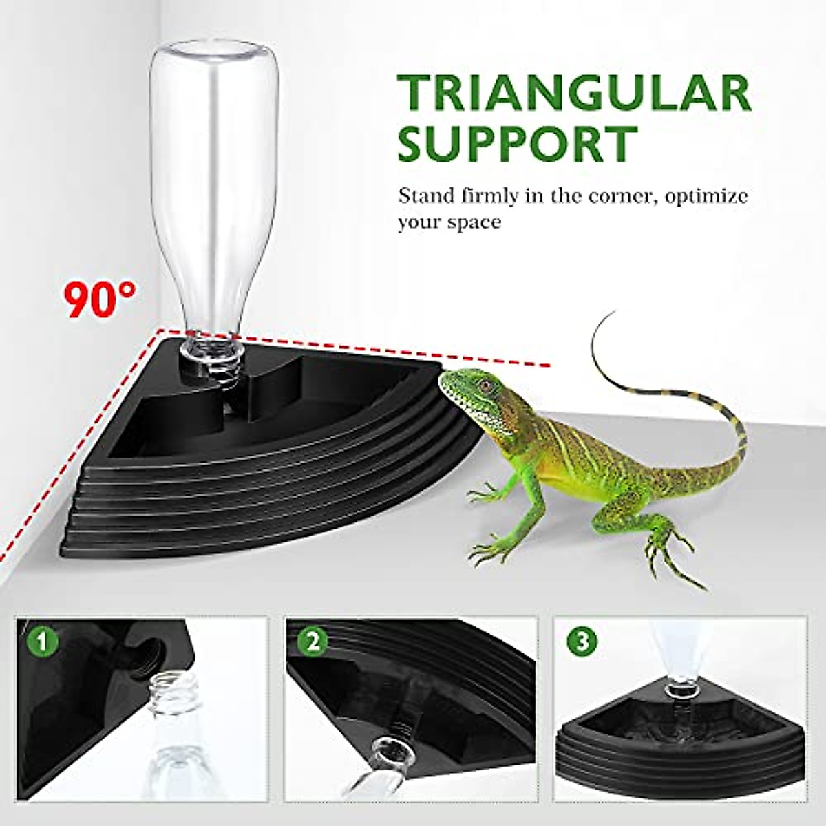 POPETPOP Reptile Water Bowl-Automatic Reptile Water Fountain-Turtle Water Dispenser Bottle Tortoise Food Water Bowl Feeding Dish for Lizards Snake-Black