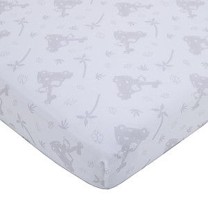 Little Love by NoJo Jungle Ride Grey, White and Brown, Monkey, Giraffe and Lion 3 Piece Nursery Mini Crib Bedding Set - Comforter, Two Fitted Mini Crib Sheets