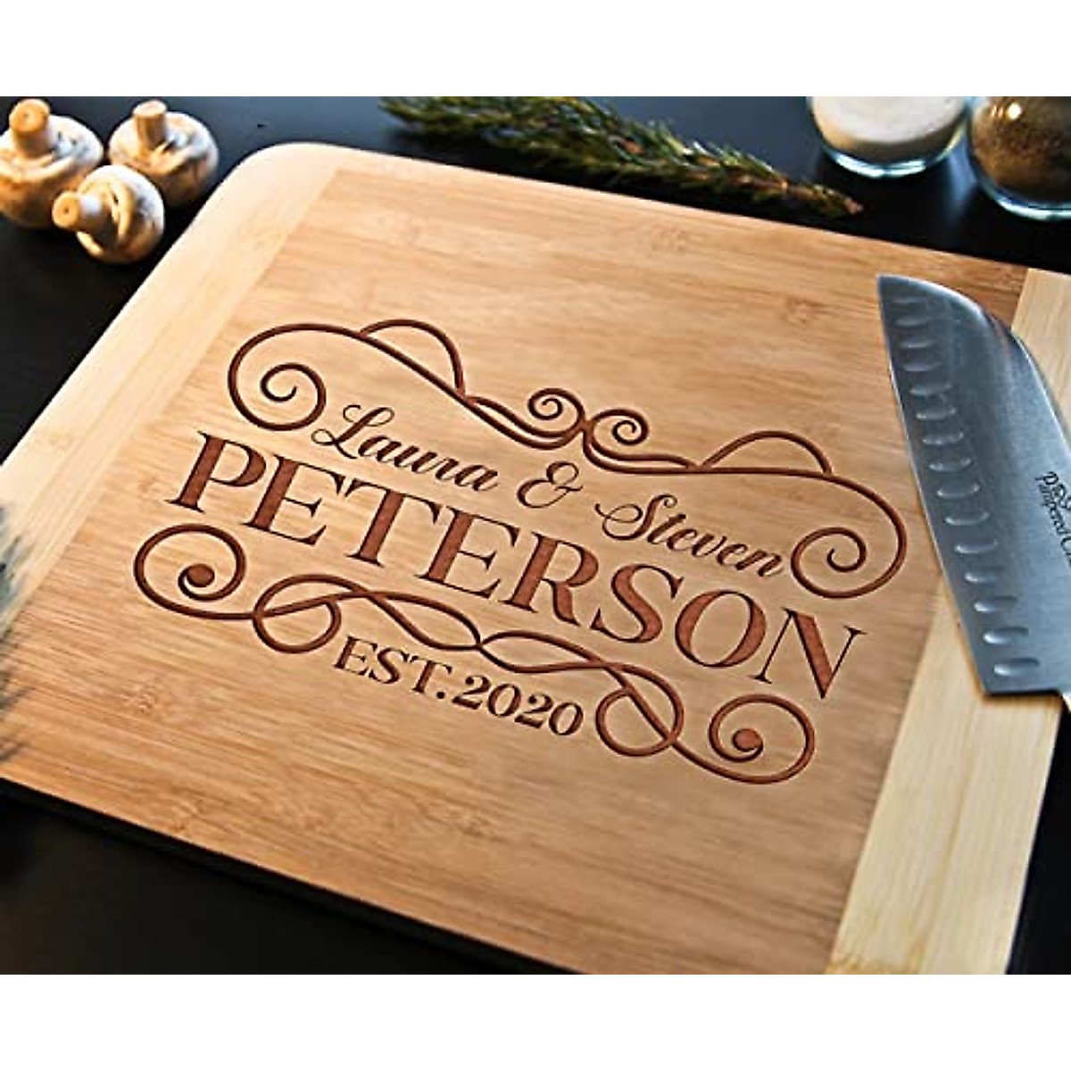 Personalized Mr and Mrs Cutting Board Wedding Gift for Couple Custom Engraved Cutting Board