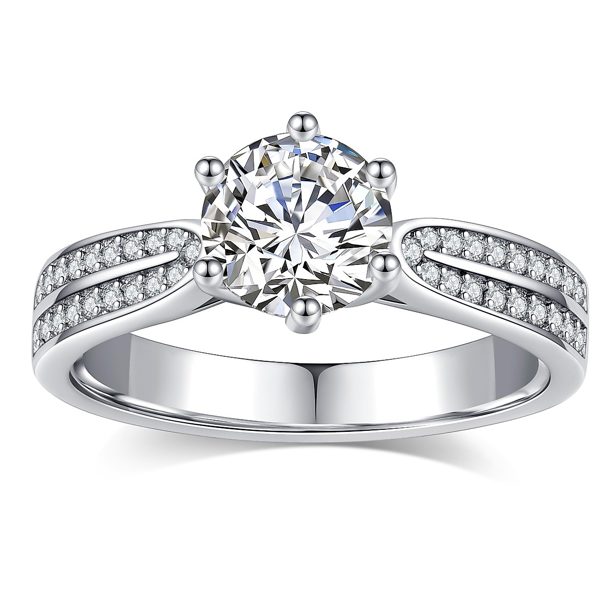 @MintSwag-Yang Moissanite Engagement Rings for Women,1.0 ct Womens Engagement Rings Moissanite Rings S925 Sterling Silver with 14K White Gold Plated Halo Promise Wedding Rings D Color Excellent Round Cut Size 9