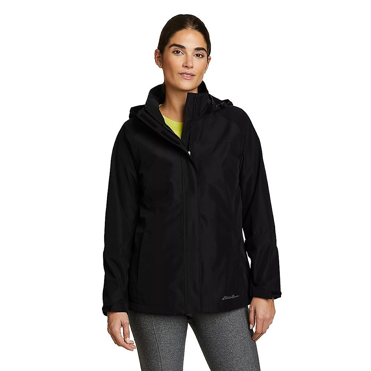 Eddie Bauer Women's Packable Rainfoil Jacket, Waterproof, Black, Medium