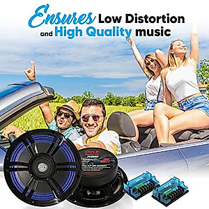 Pyle 6.5" Component Speakers for Car Audio - 2 Pair Kit Includes Pair of Crossover Networks and 1'' Aluminum Tweeters, Paper Cone with Cloth Edge - PLD64C