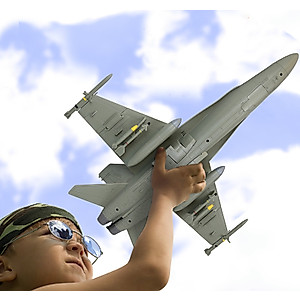 Click N’ Play Military Air Force F/A 18 Super Hornet Fighter Jet, 16 Piece Play Set with Accessories - Army Action Figures, Missiles, and More, Toy for Boys 6+,Grey