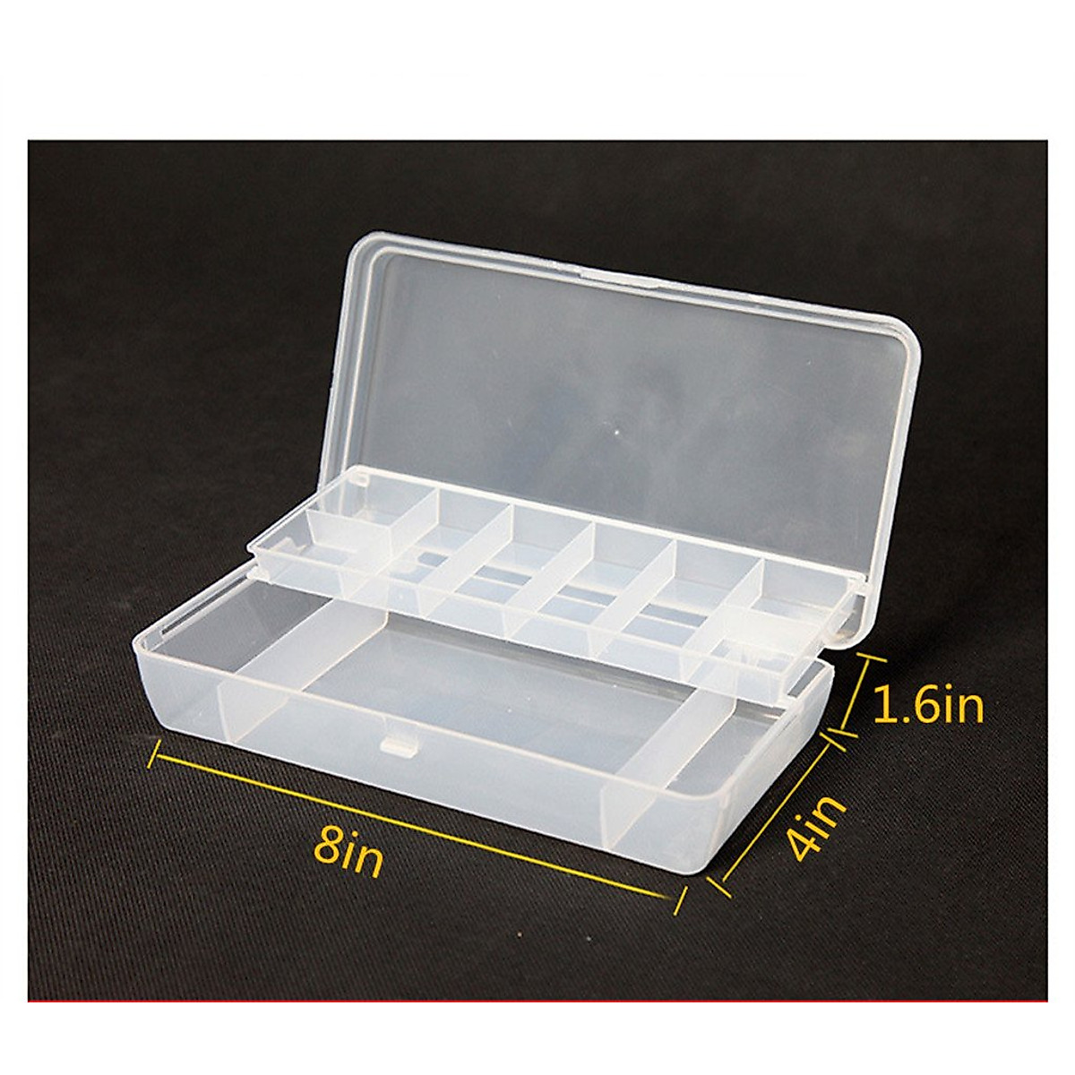 Toasis Fishing Lure Storage Container Organizer Double Layer Tackle Plastic Box (Olive & Clear-2pack)